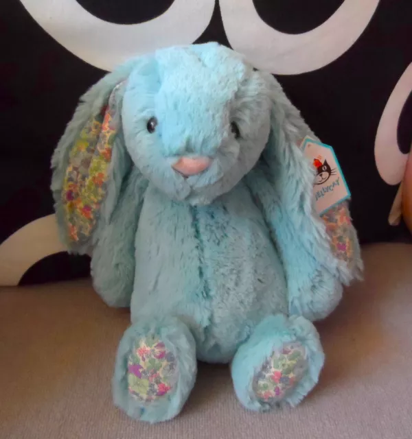 JELLYCAT MEDIUM AQUA Blossom Bunny ~ BL3AQ ~ Bashful Rabbit Soft Toy ...