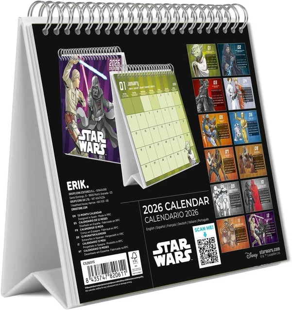 GRUPO ERIK - Calendrier de Bureau 2026 Star Wars | Mensuel... EUR 31,95 ...