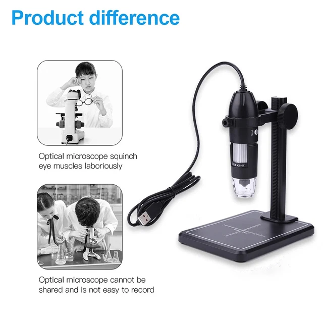 1600X PROFESSIONAL USB Digital Microscope with Lift Stand Portable 8LED ...