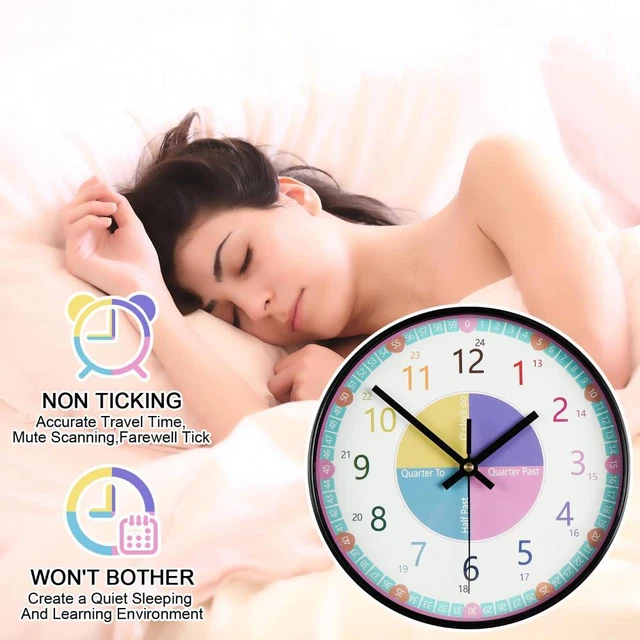 CLOCK TELLING TIME Clock for Kids with Silent Movement Wall Clock ...