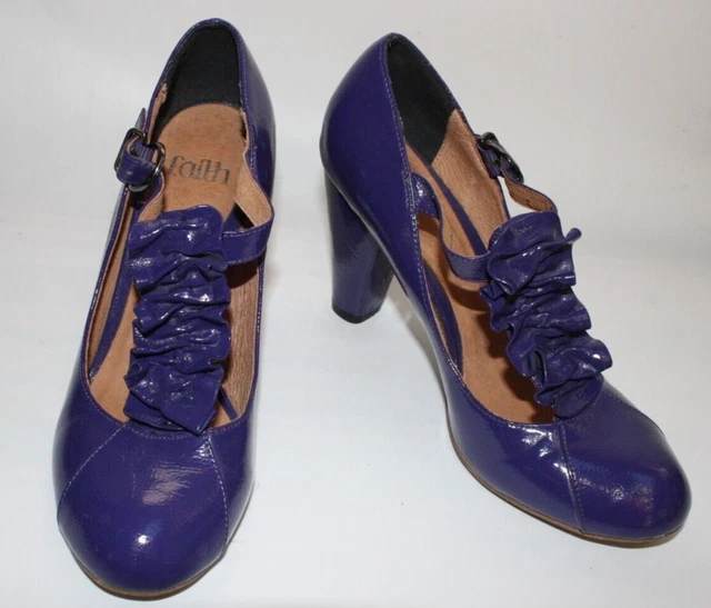 FAITH PURPLE PATENT Leather Mary Jane Court Shoes UK 6 EU 39 £29.99 ...