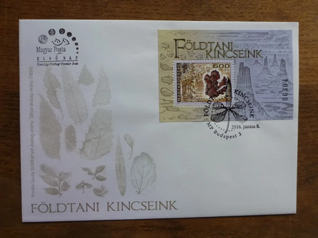 HUNGARY 2016 GEOLOGICSL Treasures Mini Sheet Fdc First Day Cover $6.00 ...