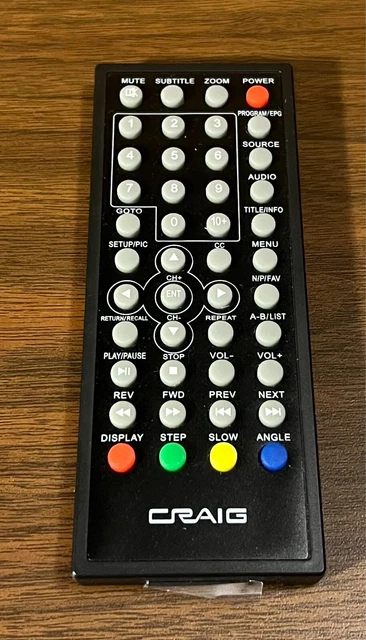 GENUINE CRAIG DVD Original Replacement Remote Control OEM - excellent ...