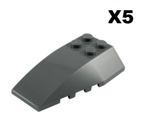 LEGO® LOT 5 Brick Hood Nose Dark Stone Grey Brick Wedge 6x4 Curved ...