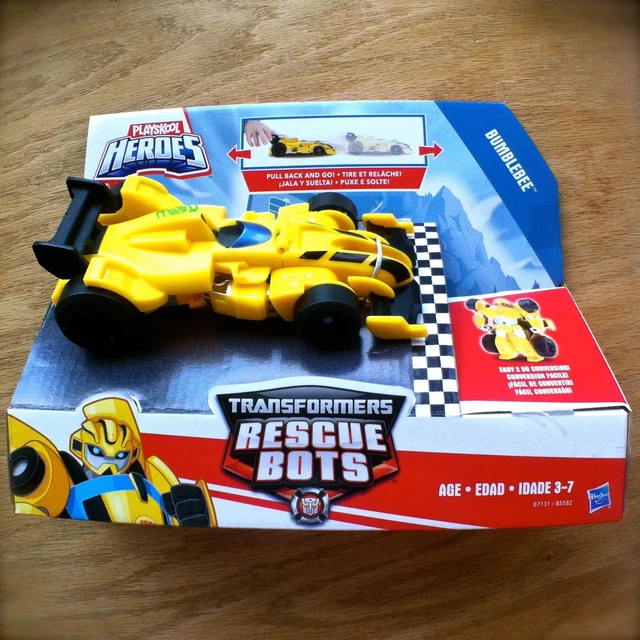 TRANSFORMERS RESCUE BOTS Bumblebee Pull-back Race Car PLAYSKOOL HEROES ...