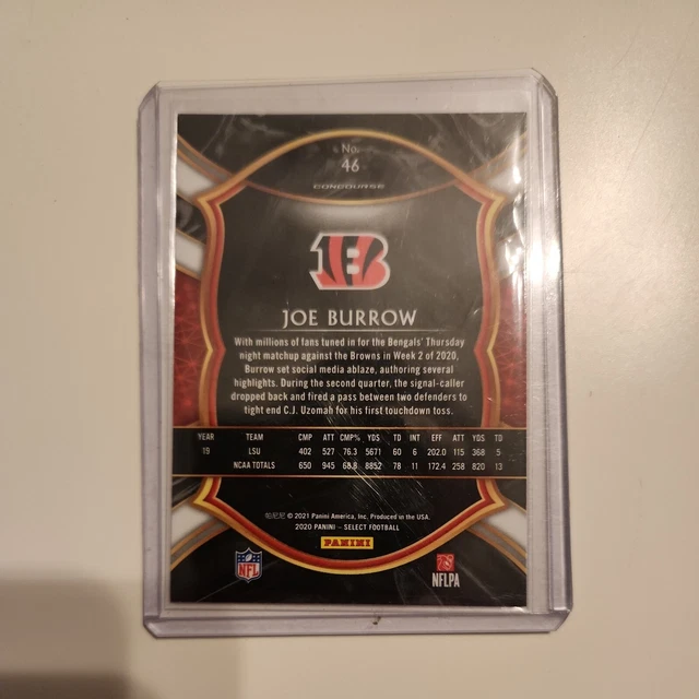 2020 SELECT JOE Burrow Concourse Silver Prizm Rookie Card RC #46 ...