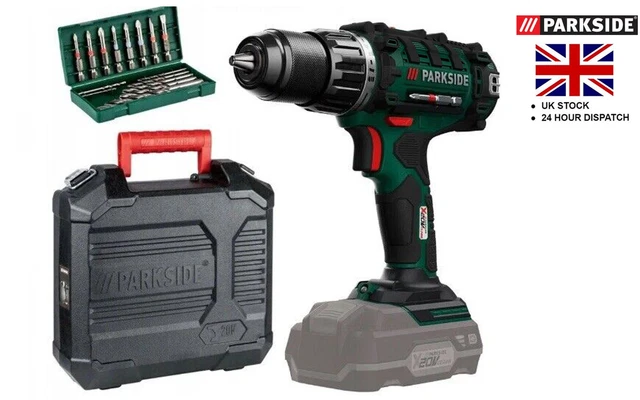 PARKSIDE CORDLESS DRILL 20v PABS 20-Li E6 Bare Unit Accessories CASE ...