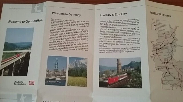 DEUTSCHE BAHN, GERMANY, rail network map and information 1990, in ...