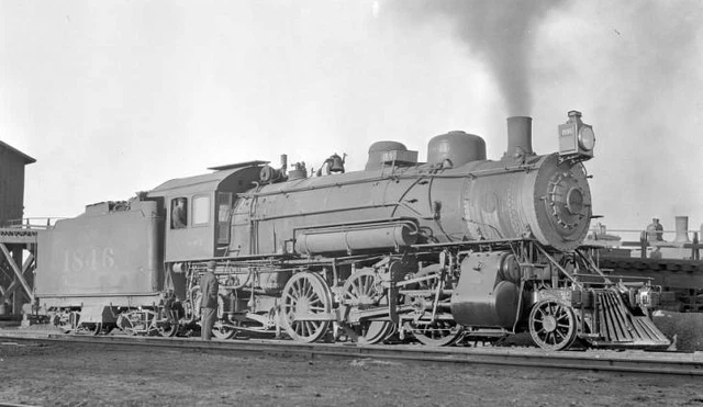 AT&SF SANTA FE Railroad locomotive engine No. 1846 type 2-6-2 OLD TRAIN ...