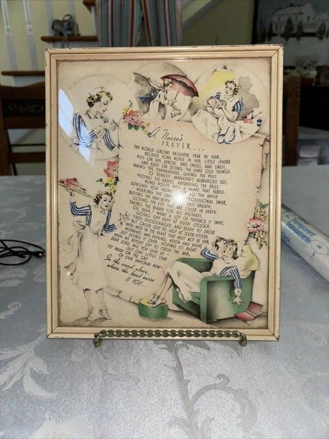 A NURSE'S PRAYER Buzza Motto Poem Framed Wall Plaque Dated On The Back ...