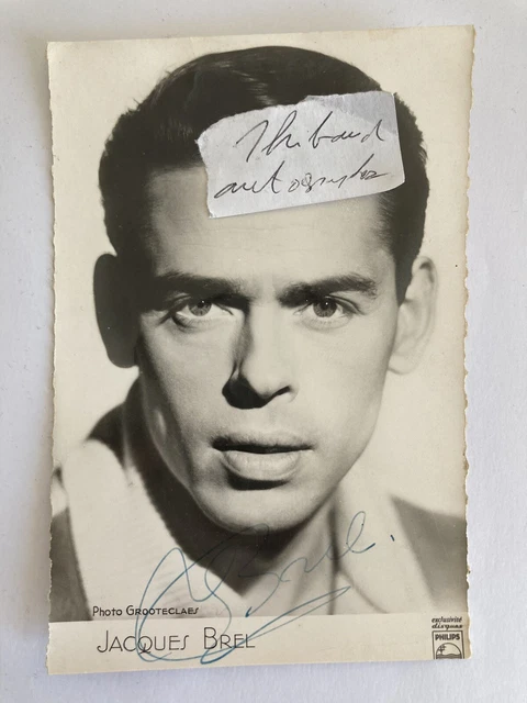 RARE BELLE CARTE AUTOGRAPHE Jacques Brel dédicaces signé Chanteur 60’s ...