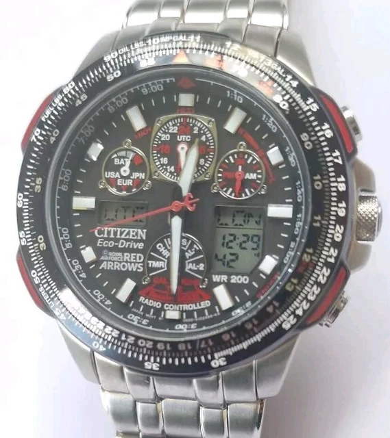 CITIZEN MENS ECO Drive RED ARROWS Radio Controlled Skyhawk A.T Watch ...