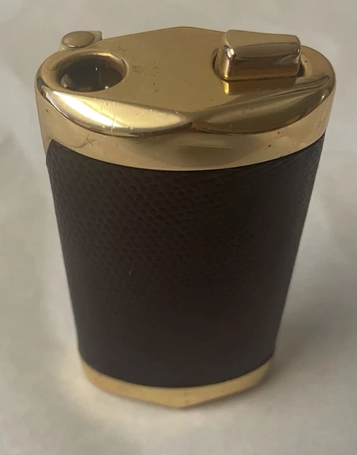 VINTAGE FLAMINAIRE BARONET Table Lighter Leather And Gold Rare 10cm £25 ...