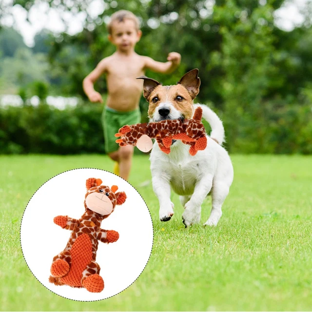 PET SOUND TOY Giraffe Shape Plush Squeaky Toy Dog Chewing Teething Toy ...