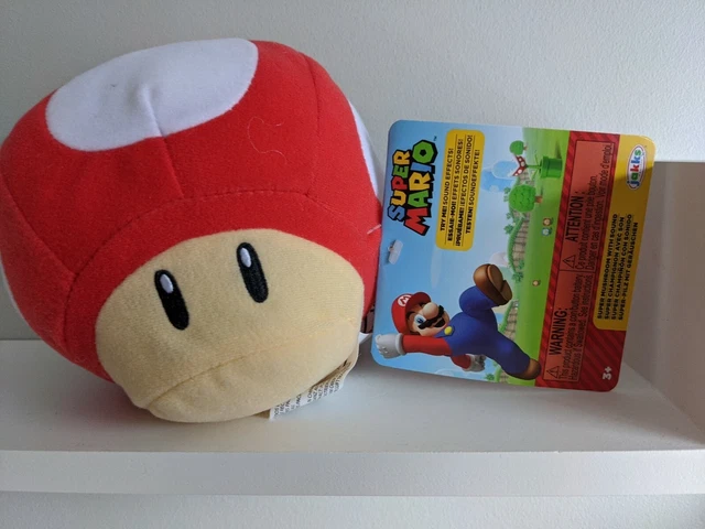 SUPER MARIO RED Mushroom 5" Plush Toy (w/ Sound FX) 2019 Nintendo $19. ...