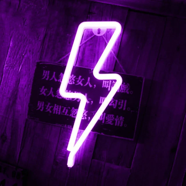 FLASH SHAPED NEON Lights USB Battery Operated Hanging Night Lamp ...