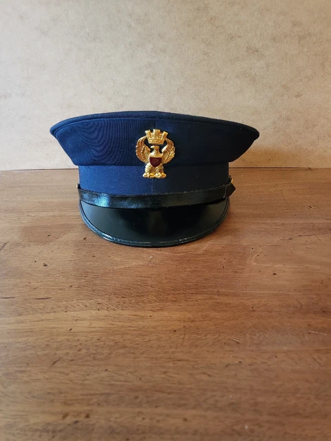 VINTAGE ITALIAN CARABINIERI Police Polizia Officers Peak Cap with badge ...