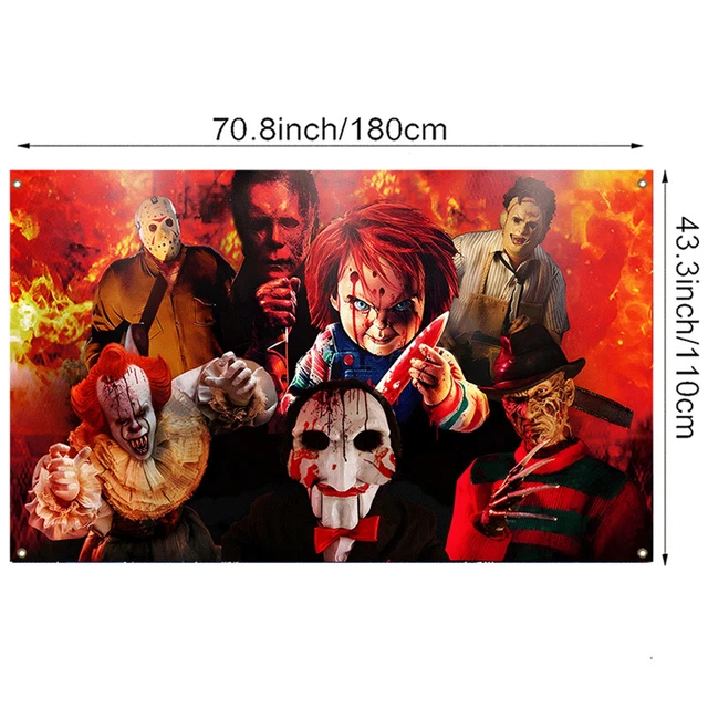 180CM HORROR MOVIE Character Backdrop Banner Halloween Decor Outdoor ...