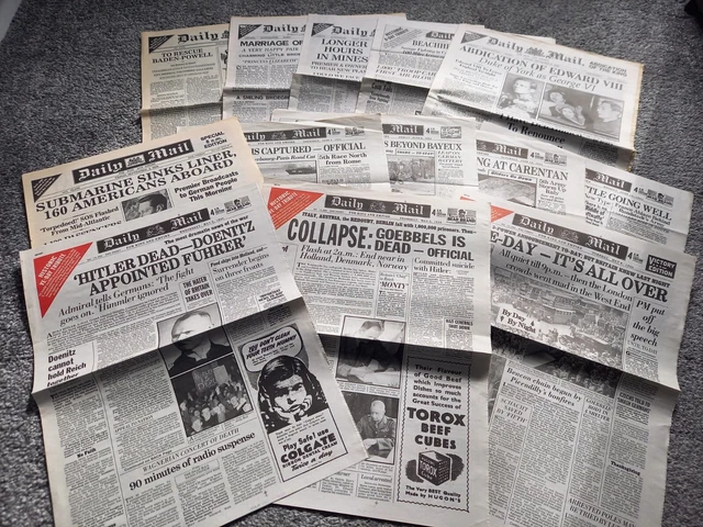 13 X DAILY Mail Suppliment Historic Newspapers 1900- 45-VE-Day. Arts ...