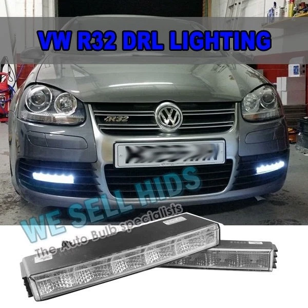 VW GOLF R32 High Power 5 LED Daytime Running Lights DRL 6000k White ...