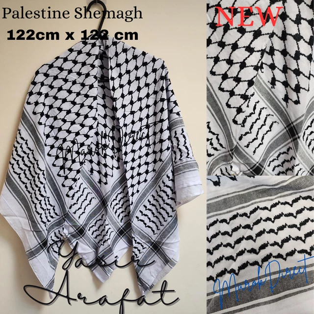 PALESTINIAN ARAFAT EMBROIDERED Shemagh Palestine Scarf Arab Keffiyeh ...