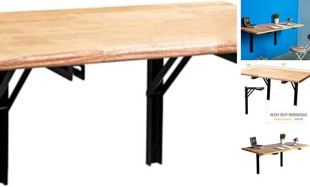 WALL MOUNTED FOLDING Workbench Heavy Duty Fold Down Table Utility ...