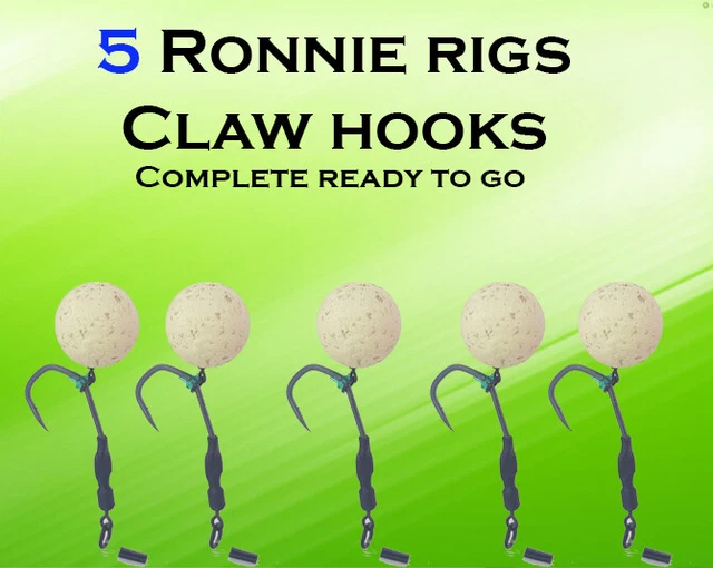 5 READY TIED Ronnie Rigs / Spinner rigs CLAW STYLE HOOKS Korda Carp ...