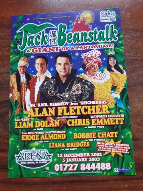 JACK AND THE Beanstalk pantomime flyer Alan Fletcher Neighbours Chris ...