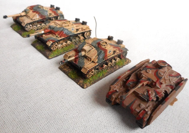 3 15MM WW2 German StuG III Tank Destroyers & MkIV Panzer Tank. Flames ...