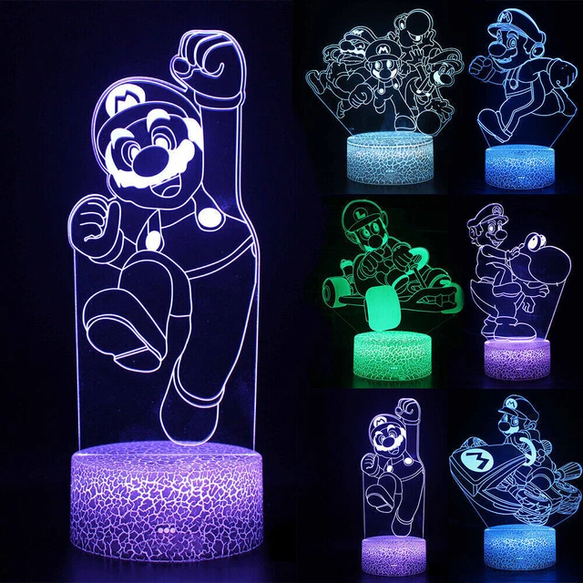 SUPER MARIO 3D LED Night Light Touch Table Lamp Bedroom Home Decor Kids ...