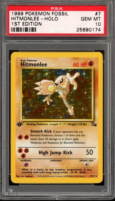 1999 POKEMON FOSSIL 1st Edition Hitmonlee Holo 7 PSA 10 Gem Mint EUR 835,34 - PicClick DE