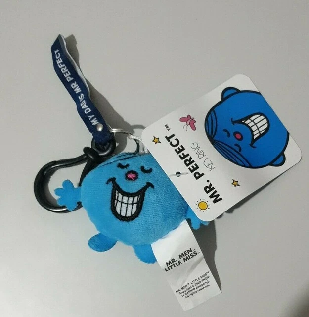 MR MEN MR PERFECT 9 cm Plush Soft Square Blue smiley Keyring £3.99 ...