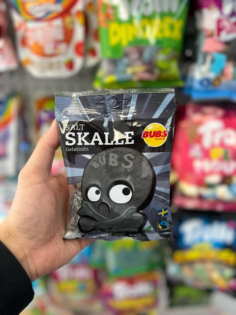 BUBS GODIS SALT Skalle – Salty Licorice Skulls | Gelatin-Free Swedish ...