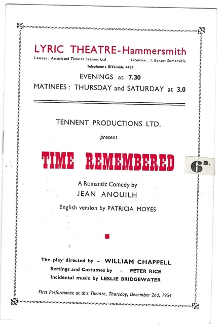 MARGARET RUTHERFORD AND Stringer Davis In Time Remembered. Programme ...