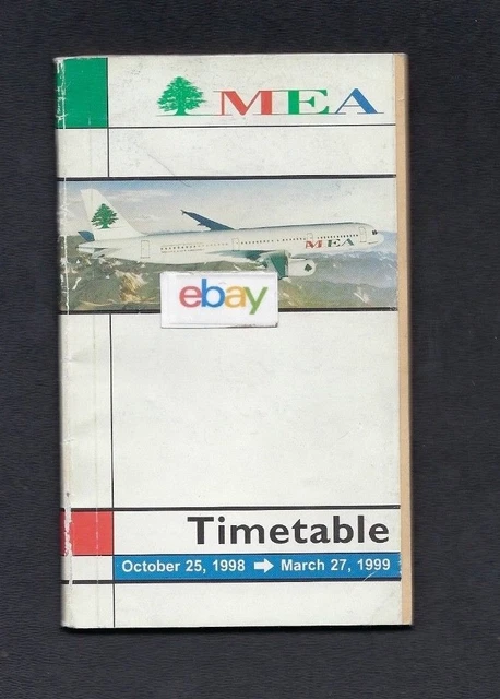 MEA MIDDLE EAST Airlines System Timetable 10-25-1998 A321 Cover-Route ...