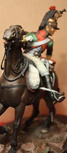 ORIGINAL POSTE MILITAIRE 90mm Napoleonic French Dragoon mounted metal ...