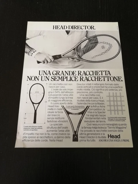 1982 HEAD DIRECTOR RACCHETTA TENNIS RACKET 1980's EPOCA VINTAGE AD PUB ...