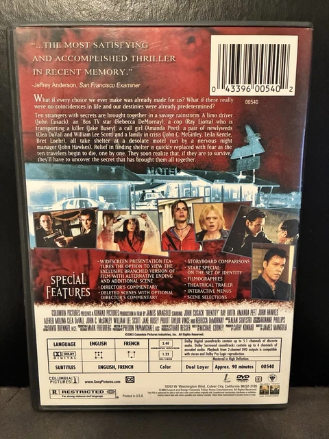 IDENTITY (DVD, 2003, Widescreen, Bilingual)-Horror $2.49 - PicClick CA