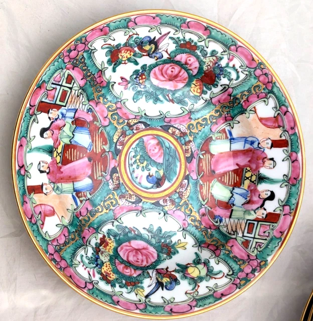 VTG CHINESE FAMILLE Rose Medallion Plates 9” Set Of 5 PCT Hong Kong ...
