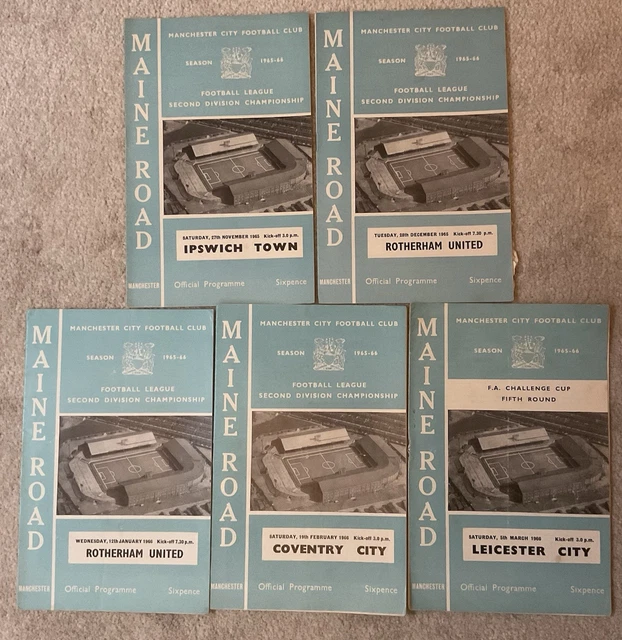 MANCHESTER CITY PROGRAMMES x 5 From Season 1965-1966 £10.80 - PicClick UK