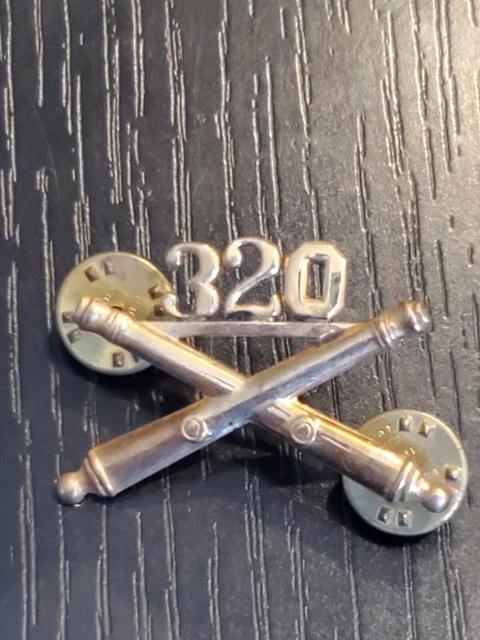 WWII US ARMY 320th Field Artillery Officer Collar Pin Insignia L@@L ...
