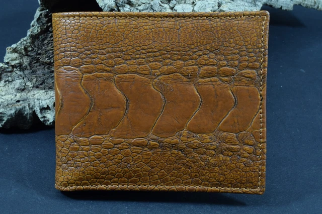 WALLET MEN BIFOLD Brown Havana Genuine Ostrich Skin Leather Ma Handmade ...