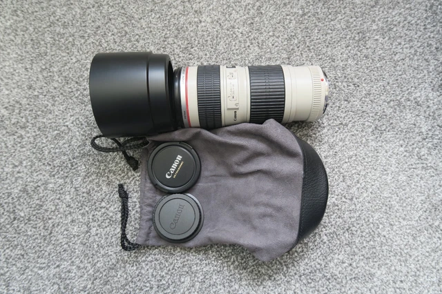 CANON EF 70-200MM F4 L USM Telephoto Zoom Lens F&R Caps , Hood and soft ...
