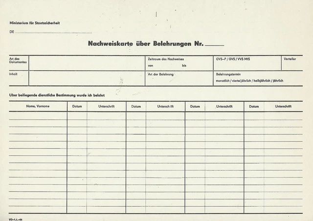 DDR MFS STASI Grenze PKE Nachweiskarte über Belehrungen EUR 3,00 ...