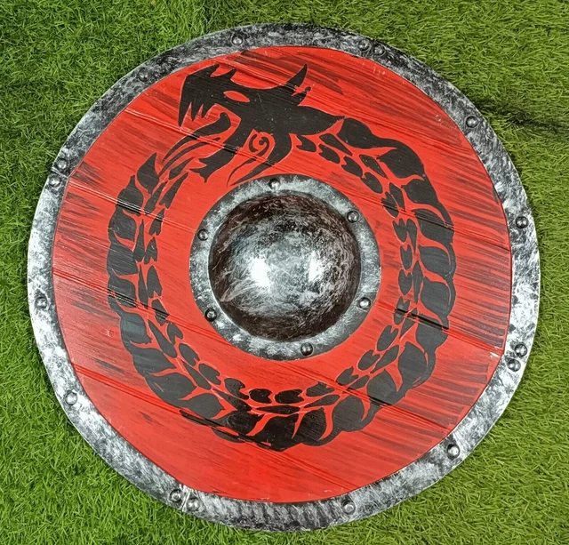 VIKING AUTHENTIC SHIELD Medieval Snake Ouroboros Battleworn Shield £91. ...