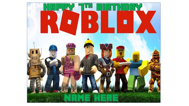 ROBLOX PERSONALISED RECTANGLE Edible Cake Topper wafer/icing A4, Asda ...
