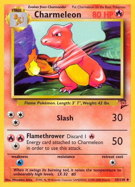CHARMELEON 35/130 BASE Set 2 WOTC Pokemon Card LP $9.99 - PicClick AU