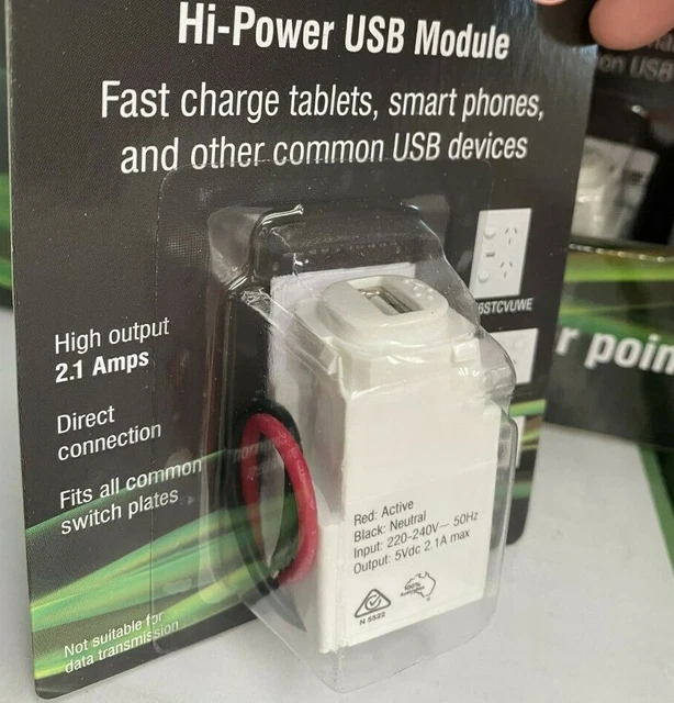 USB POWER ADAPTER 2.1A Mechanism Charger Mech Jack Suits Clipsal Plates ...