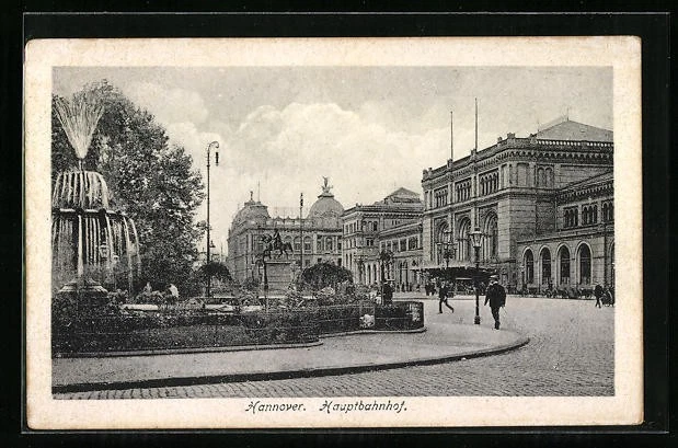 HANNOVER, STAZIONE CENTRALE con fontana, cartolina EUR 5,00 - PicClick IT