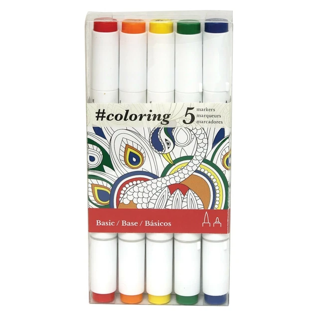 BASIC COLOURS PROFESSIONAL, Alcohol Based, Colouring Markers, 5 Basic ...